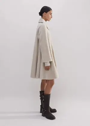ME+EM Luxe Shearling Leather-mix Swing Coat - Natural