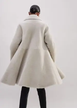 ME+EM Luxe Shearling Leather-mix Swing Coat - Natural