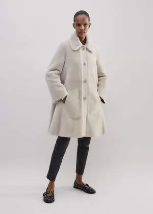 ME+EM Luxe Shearling Leather-mix Swing Coat - Natural