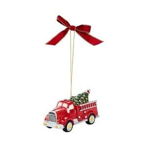 SPODE Christmas Tree Fire Truck With Tree Ornament - Green