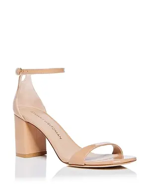 STUART WEITZMAN Nudist Block 75 Sandals - Adobe Patent