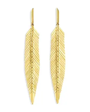 CADAR 18k Yellow Feather Earrings - Gold