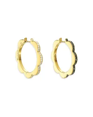 CADAR 18k Bloom Diamond Flower Hoop Earrings - Yellow Gold