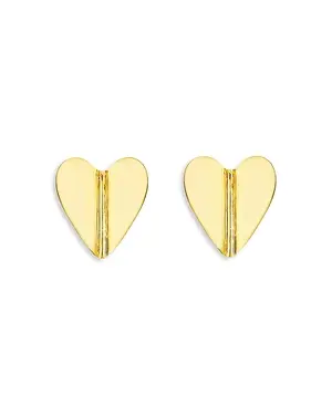 CADAR 18k Folded Heart Stud Earrings - Yellow Gold