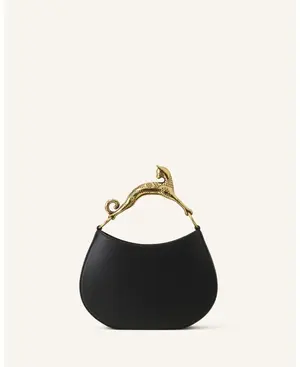 LANVIN Lamb Leather Hobo Cat Bag - Black