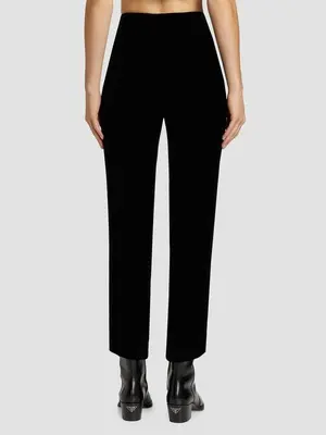 L'Agence Rebel Tapered Velvet Trousers - Black
