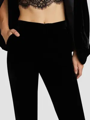 L'Agence Rebel Tapered Velvet Trousers - Black