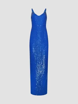 L'AGENCE Karma Sequined Sleeveless Maxi Dress - Cobalt