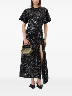 GANNI Sequinned Velvet A-line Dress