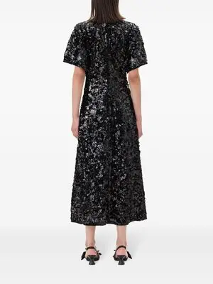 GANNI Sequinned Velvet A-line Dress