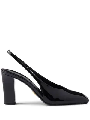 Prada 85mm Leather Slingback Pumps - Black