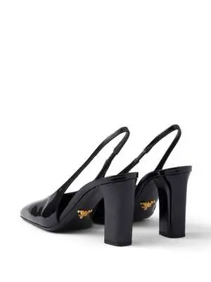Prada 85mm Leather Slingback Pumps - Black