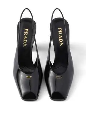 Prada 85mm Leather Slingback Pumps - Black