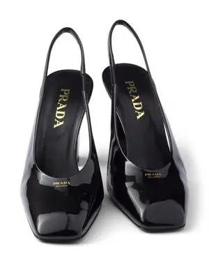 Prada 85mm Leather Slingback Pumps - Black