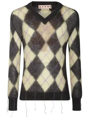 Marni Argyle V-neck Sweater - Brown