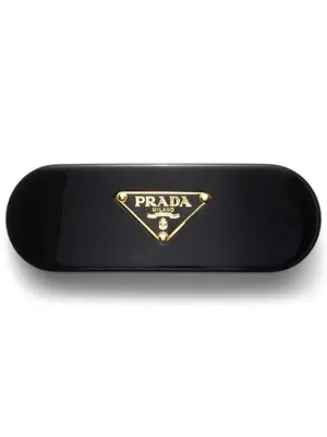 Prada Triangle Logo Hair Clip - Black
