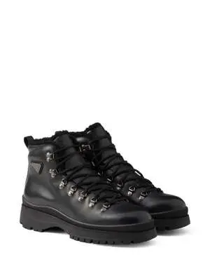 Prada Brixxen Leather Boots - Black