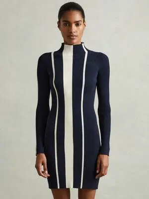 REISS Kelli Ribbed Mini Dress