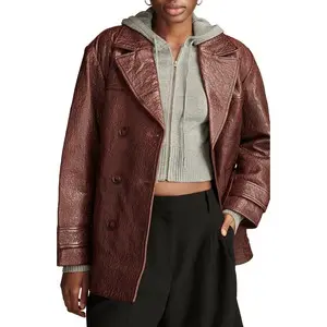 Lucky Brand Marla Pebbled Leather Coat