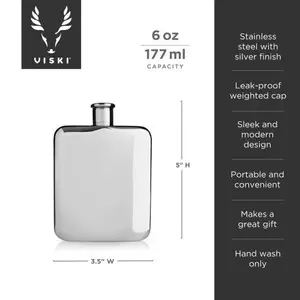 VISKI 6 Oz Flask - Silver
