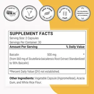 SUPERSMART Baicalin 90% 500mg Per Day - None