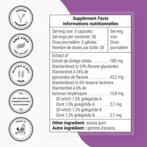 SUPERSMART Ginkgo Biloba 180mg Per Day