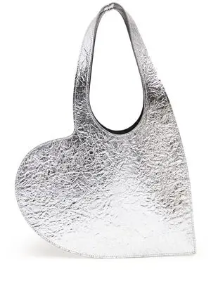 Coperni COPERNI Mini Heart Foiled Leather Tote Bag - Silver
