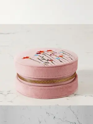 L'ATELIER NAWBAR Psychedeliah Embroidered Velvet Jewelry Box - Pink