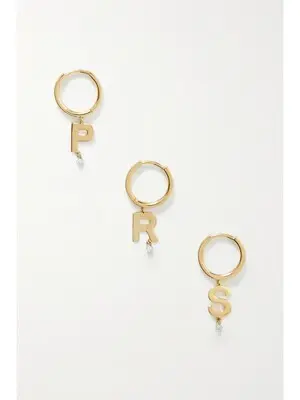 PERSEE Initial 18-karat Diamond Single Hoop Earring - Gold
