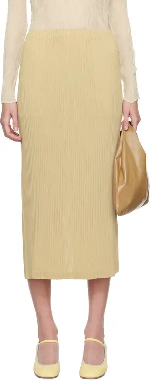 Issey Miyake ISSEY MIYAKE Beige Hatching Pleats Maxi Skirt - 40 Silver Grass Beig