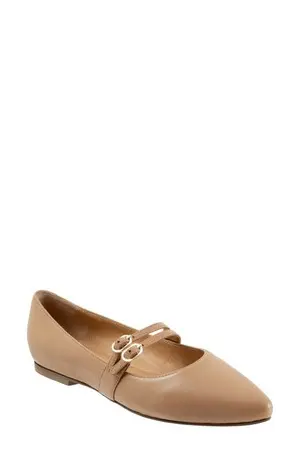 Trotters Emerald Pointed Toe Mary Jane Flat - Beige