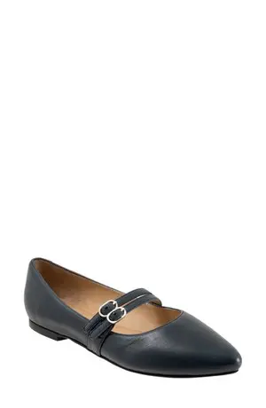 Trotters Emerald Pointed Toe Mary Jane Flat - Navy