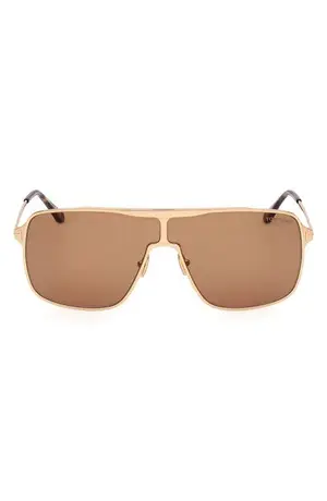 TOM FORD Zappa 69mm Oversize Navigator Sunglasses - Gold/havana/brown Lenses