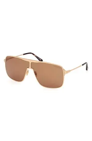TOM FORD Zappa 69mm Oversize Navigator Sunglasses - Gold/havana/brown Lenses
