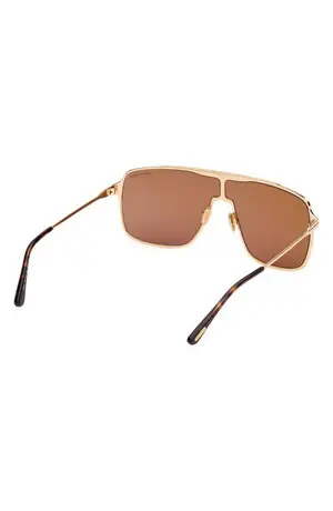 TOM FORD Zappa 69mm Oversize Navigator Sunglasses - Gold/havana/brown Lenses