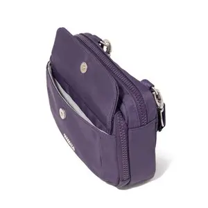 BAGGALLINI Double Zip Crossbody Bag - Deep Grape Twill