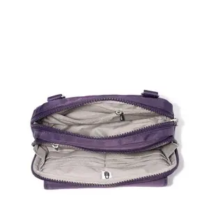 BAGGALLINI Double Zip Crossbody Bag - Deep Grape Twill
