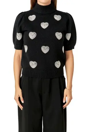 English Factory Heart Embellished Sweater