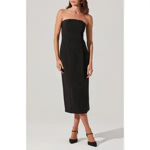 Astr The Label Strapless Tuxedo Midi Dress