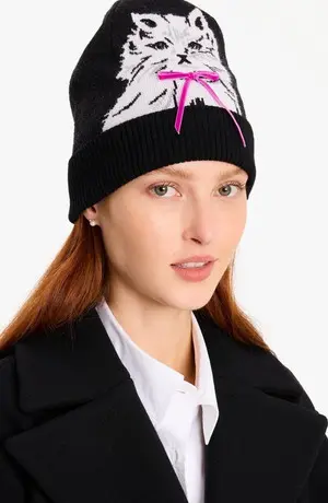 Kate Spade New York Pretty Kitty Beanie - Black | Editorialist display picture 1