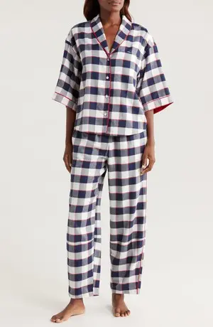 Lunya Check Cotton & Modal Flannel Pajamas - Alpine Plaid