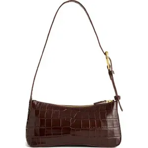Madewell Sculptural Buckle Croc Embossed Leather Shoulder Bag