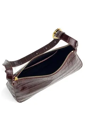 Madewell Sculptural Buckle Croc Embossed Leather Shoulder Bag