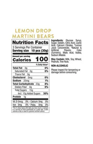 SUGARFINA Lemon Drop Martini Bears Set Of 4 Candy Cubes