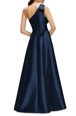 Alfred Sung One-shoulder A-line Gown - Midnight