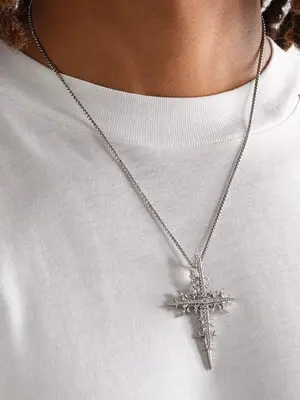 ALEX MOSS Nirvana 14k White Diamond Cross Pendant