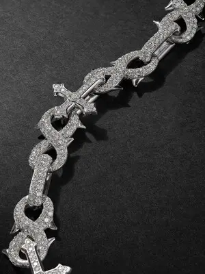 ALEX MOSS 14-karat White Diamond 'st Mark' Bracelet