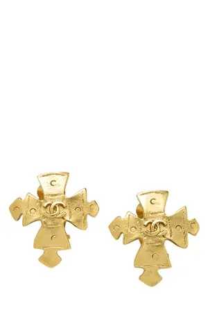 Chanel Tone Cc Cross Clip-on Earrings - Gold