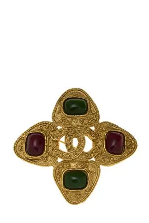 Chanel Vintage -plated Gripoix Medallion Pin