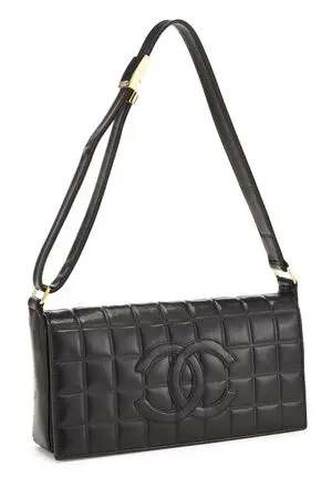 Chanel Leather Chocolate Bar Shoulder Bag - Black